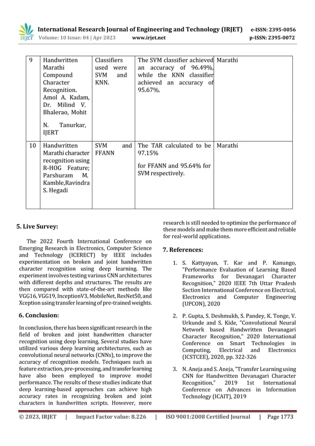 Survey On Broken and Joint Devanagari Handwritten Characters Recognition Using Deep Learning | PDF