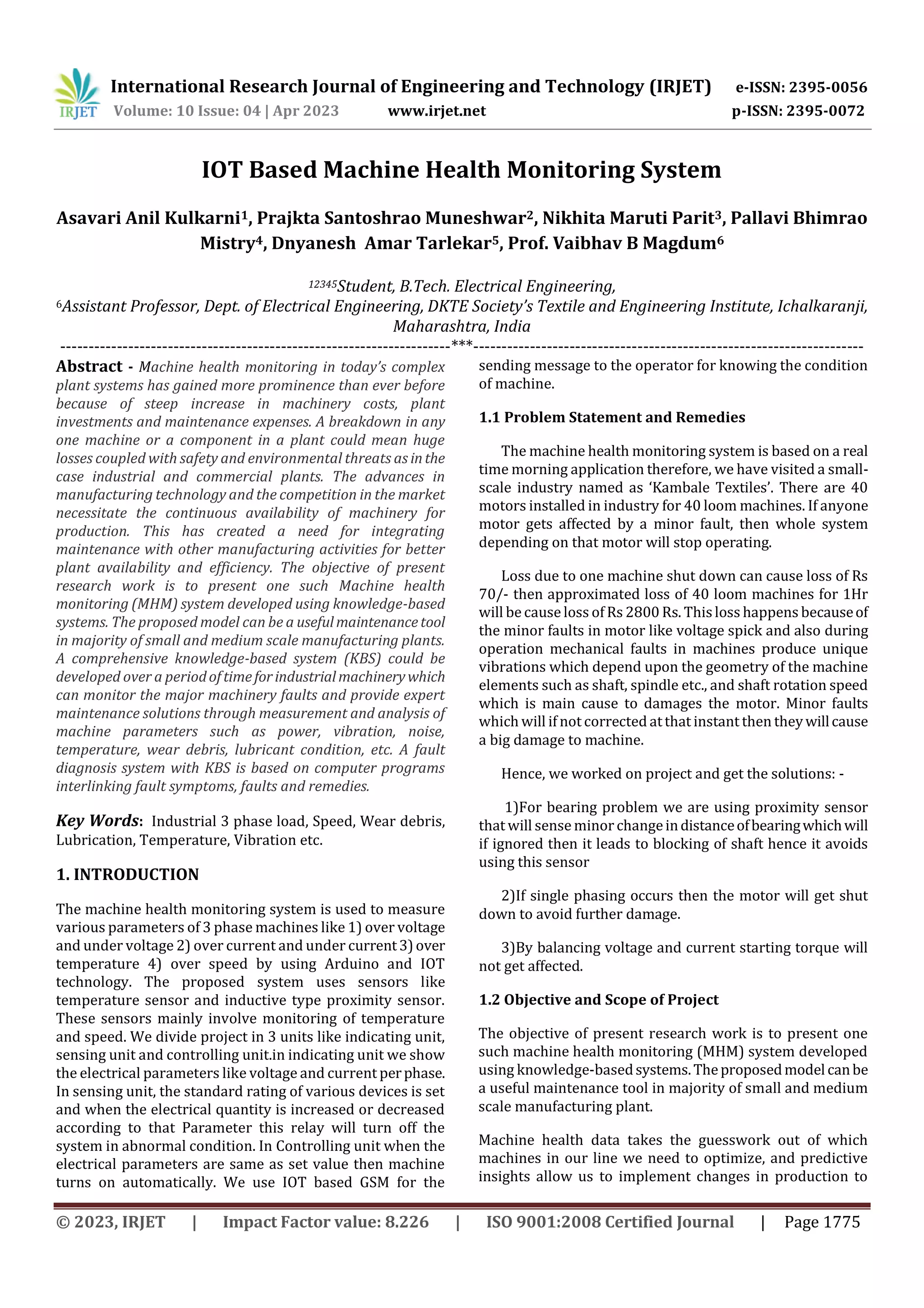 IOT Based Machine Health Monitoring System | PDF