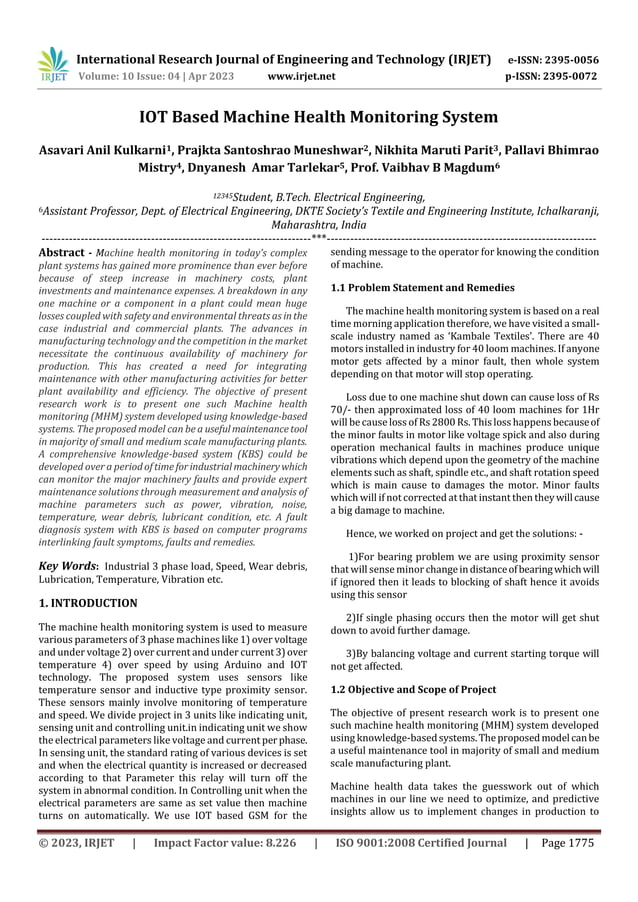 IOT Based Machine Health Monitoring System | PDF