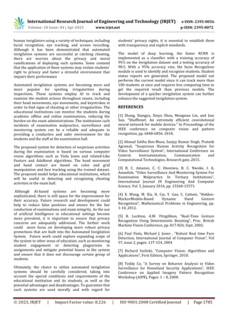Automated Invigilation System for Detection of Suspicious Activities During Examination | PDF