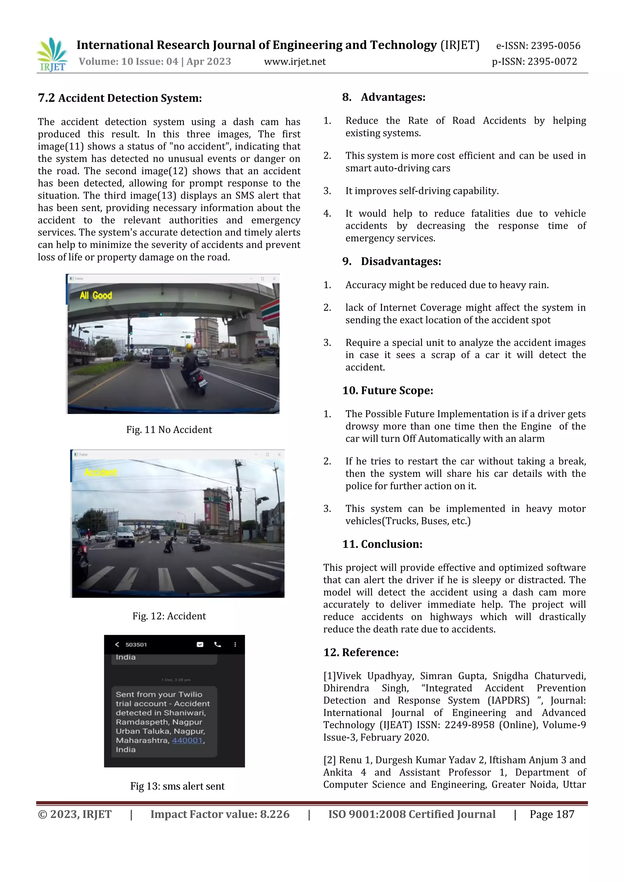 Road Safety By Detecting Drowsiness And Accident Using Machine Learning Pdf