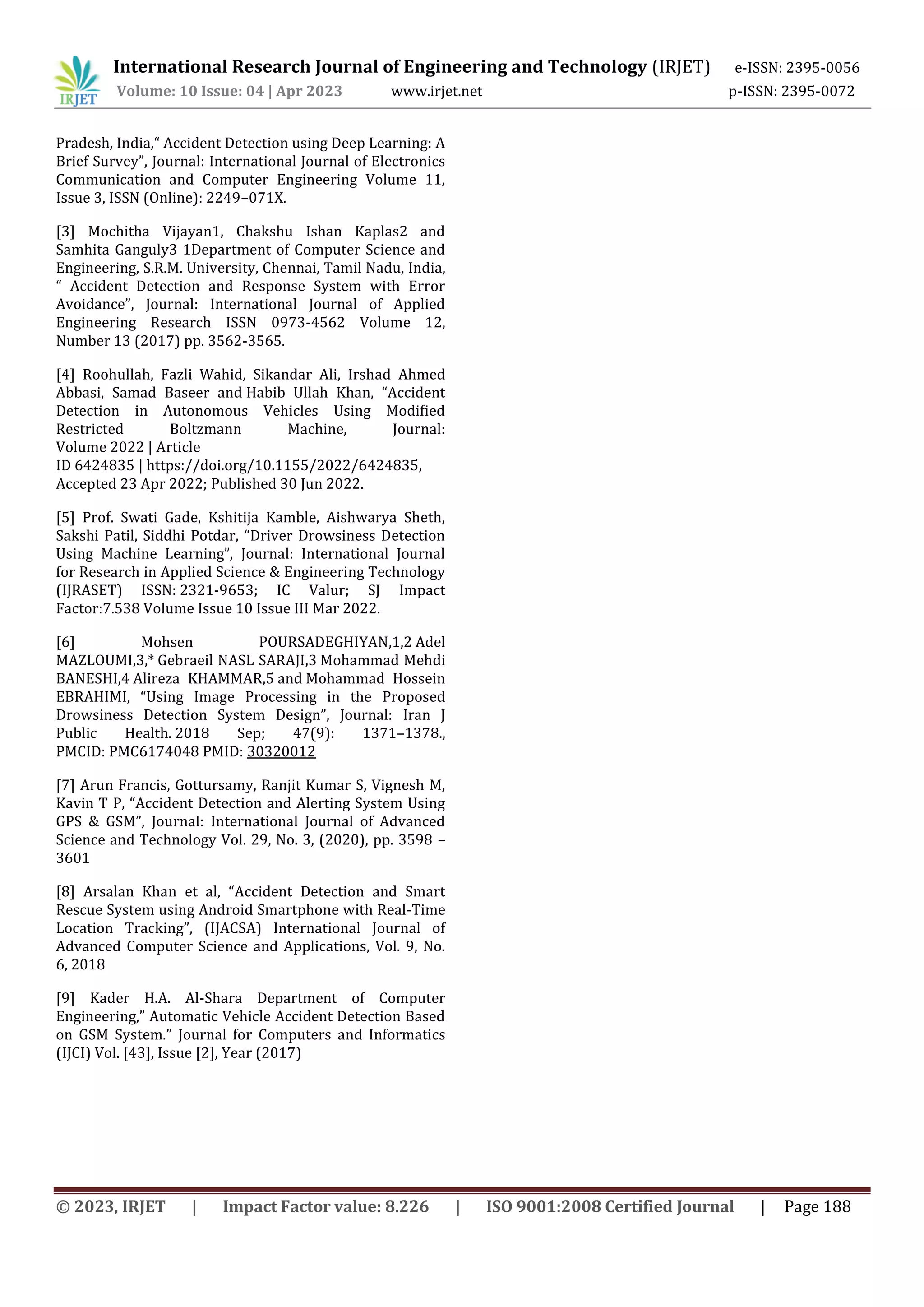 Road Safety By Detecting Drowsiness And Accident Using Machine Learning Pdf