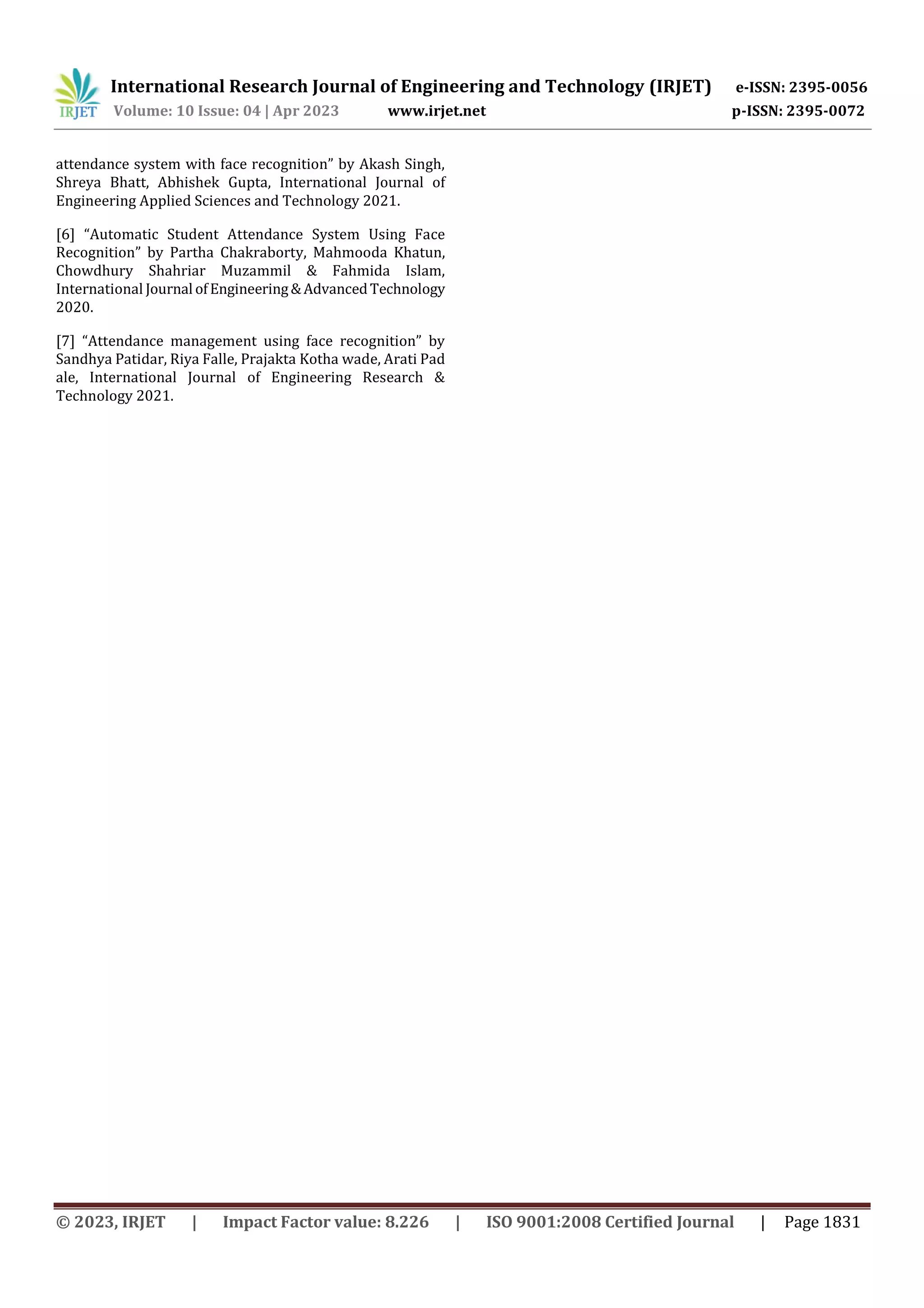 MTCNN BASED AUTOMATIC ATTENDANCE SYSTEM USING FACE RECOGNITION | PDF