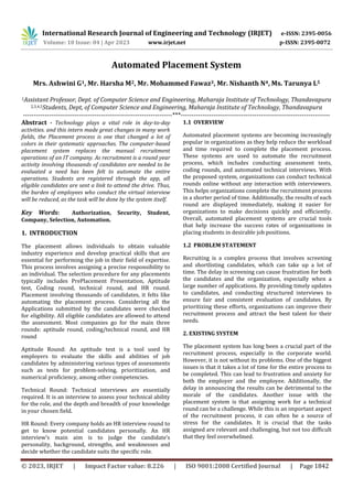 Automated Placement System | PDF
