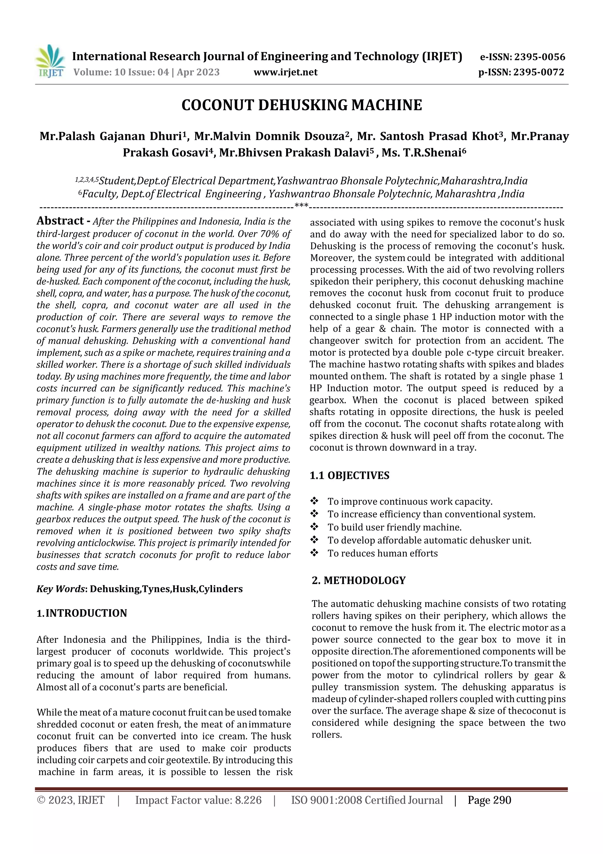 COCONUT DEHUSKING MACHINE | PDF