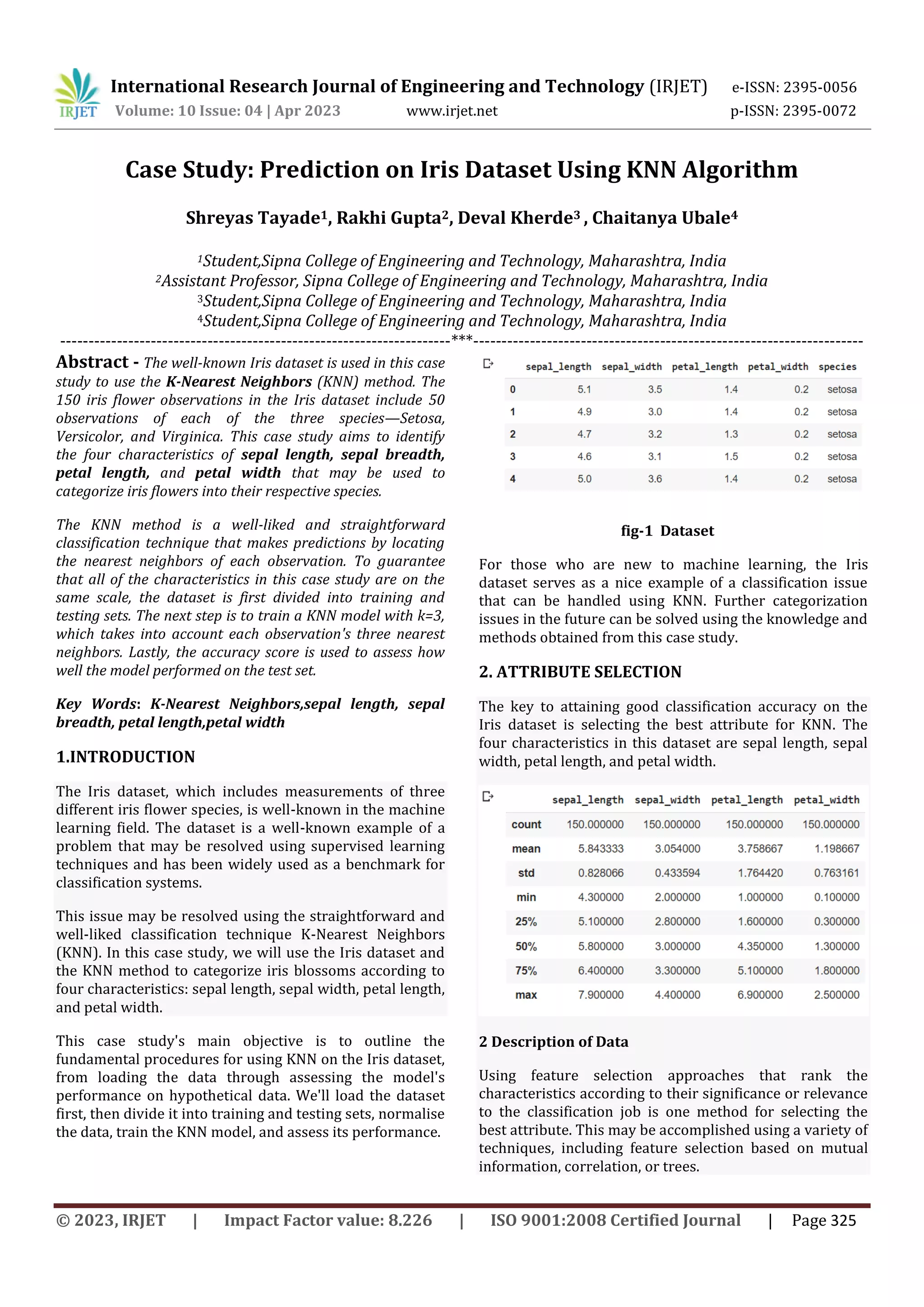 Case Study: Prediction on Iris Dataset Using KNN Algorithm | PDF