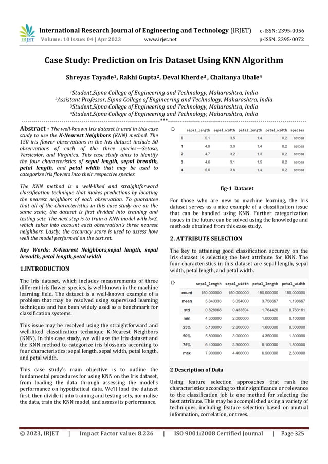 Case Study: Prediction on Iris Dataset Using KNN Algorithm | PDF