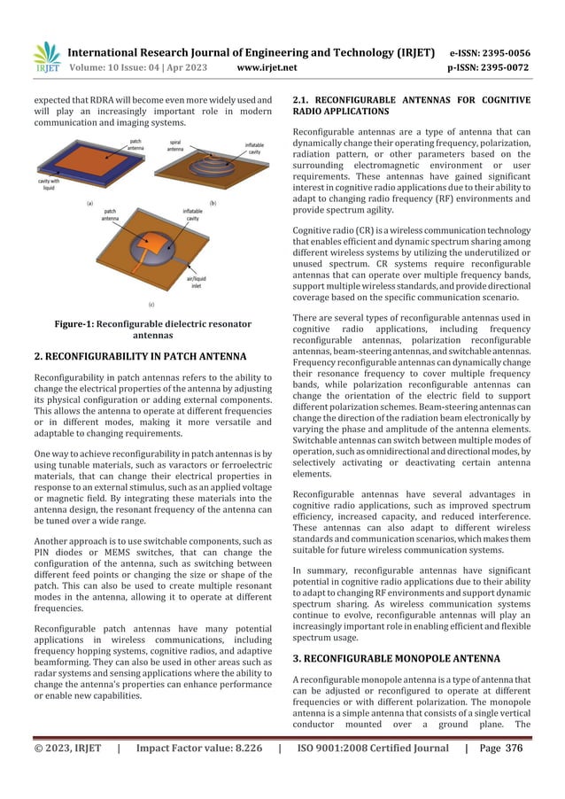 Performance Evaluation And Analysis Of Frequency Reconfigurable Dielectric Resonator Antenna A