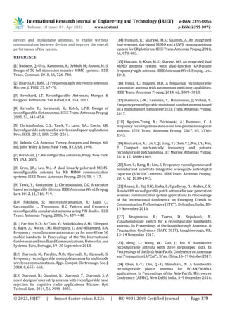 PERFORMANCE EVALUATION AND ANALYSIS OF FREQUENCY RECONFIGURABLE ...