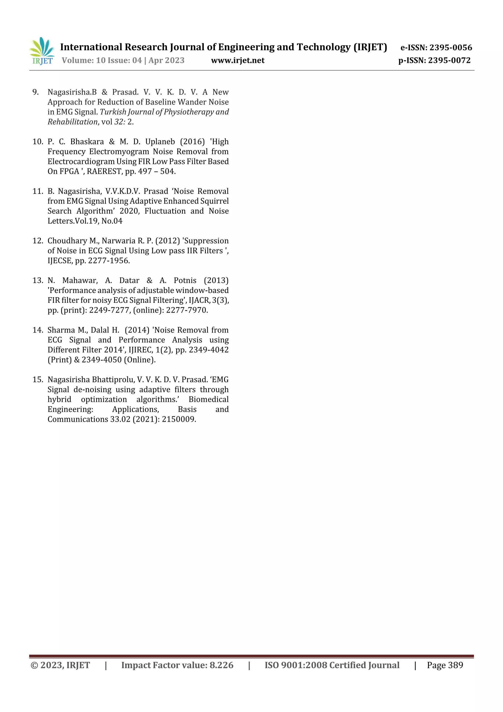 ECG SIGNAL DE-NOISING USING DIGITAL FILTER TECHNIQUES | PDF