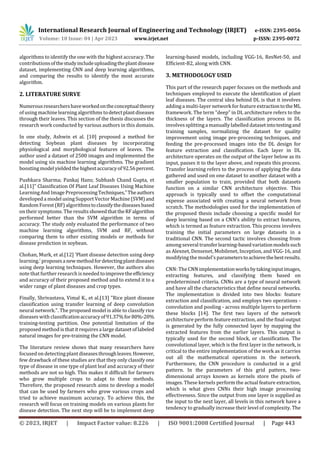 Detection of Plant Diseases Using CNN Architectures | PDF