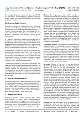 Methods for Detecting Energy and Signals in Cognitive Radio: A Review | PDF