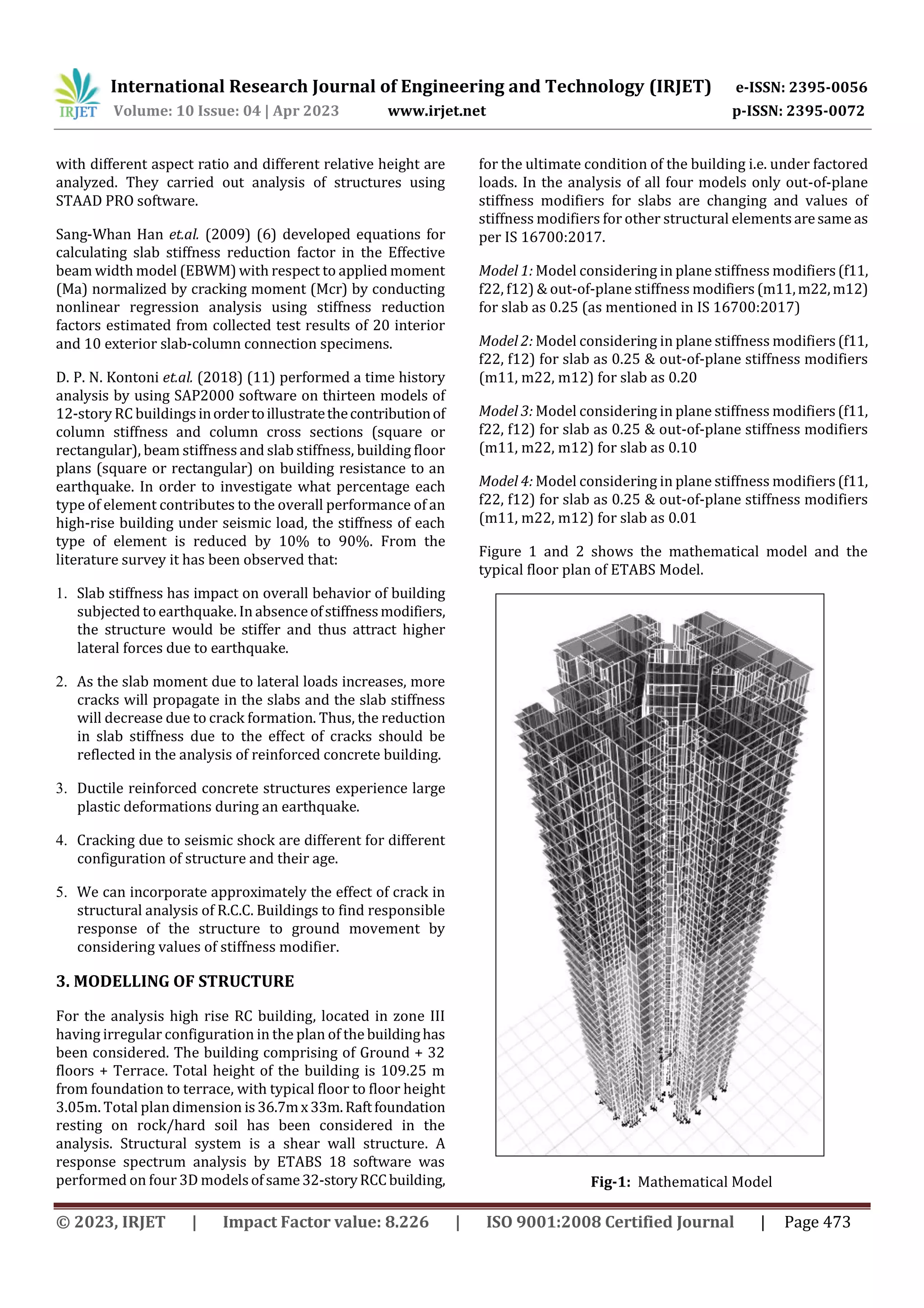 IMPACT OF REDUCTION IN STIFFNESS OF SLAB ON THE BEHAVIOUR OF RCC ...
