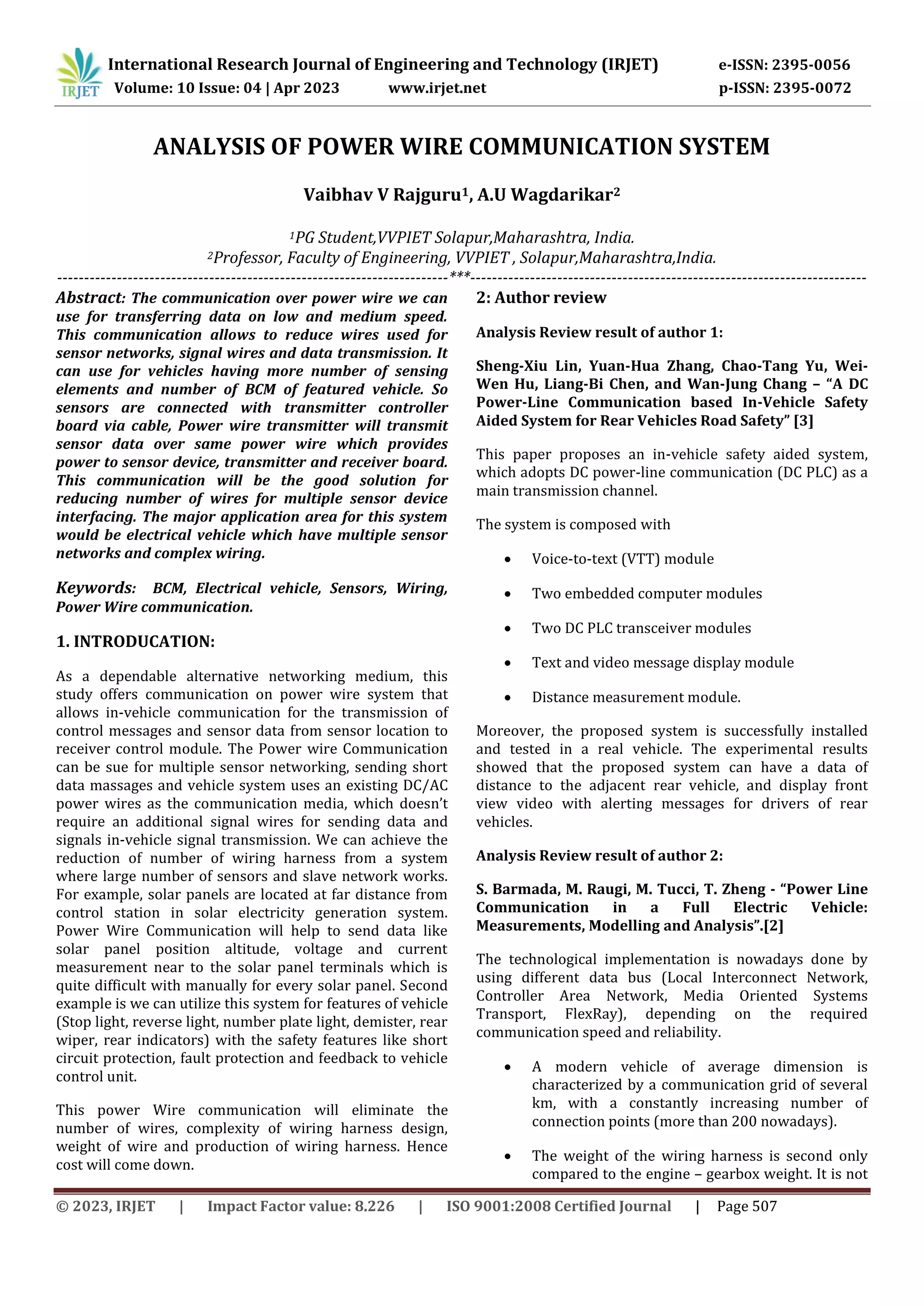 ANALYSIS OF POWER WIRE COMMUNICATION SYSTEM | PDF