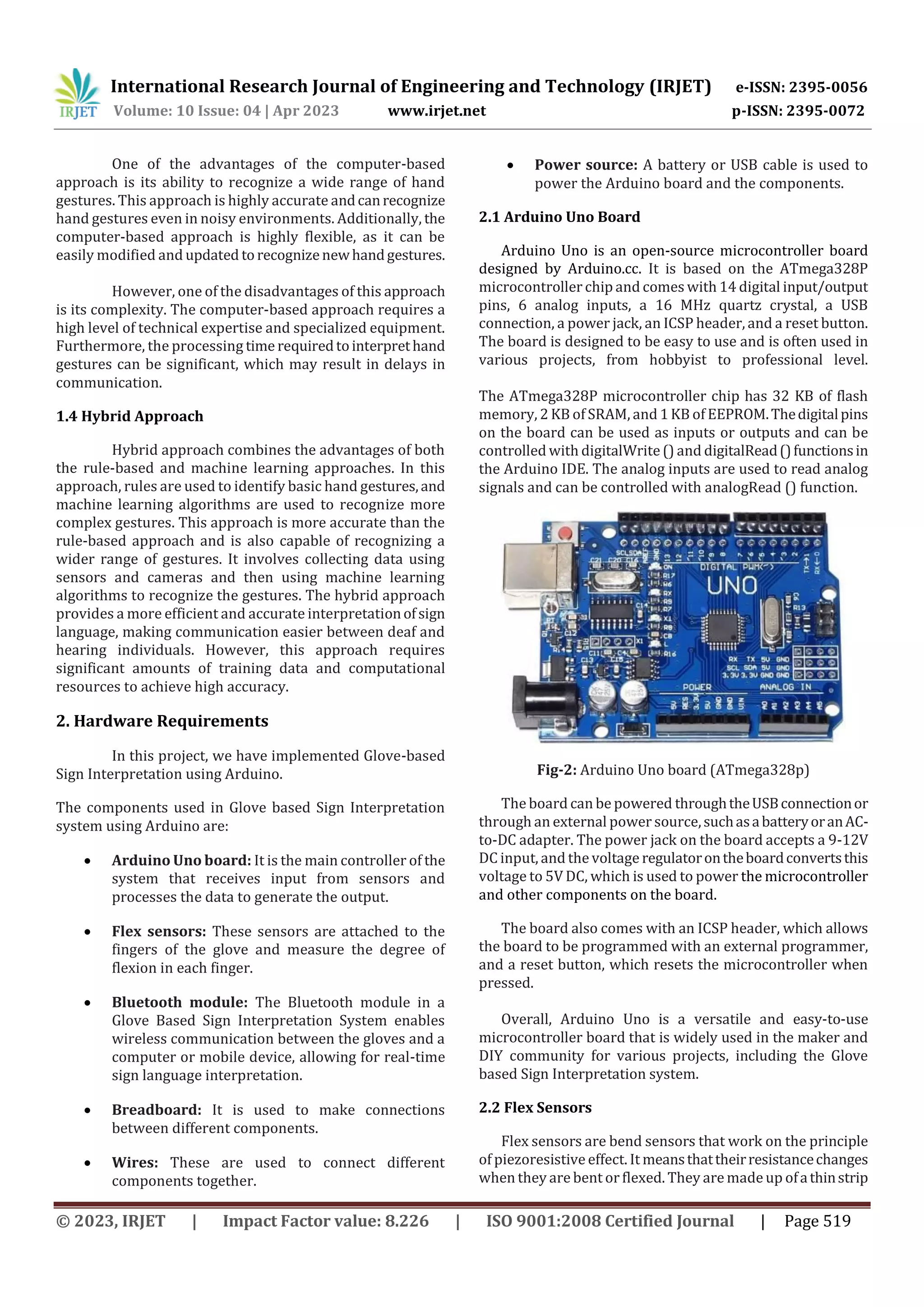Gestures Based Sign Interpretation System using Hand Glove | PDF