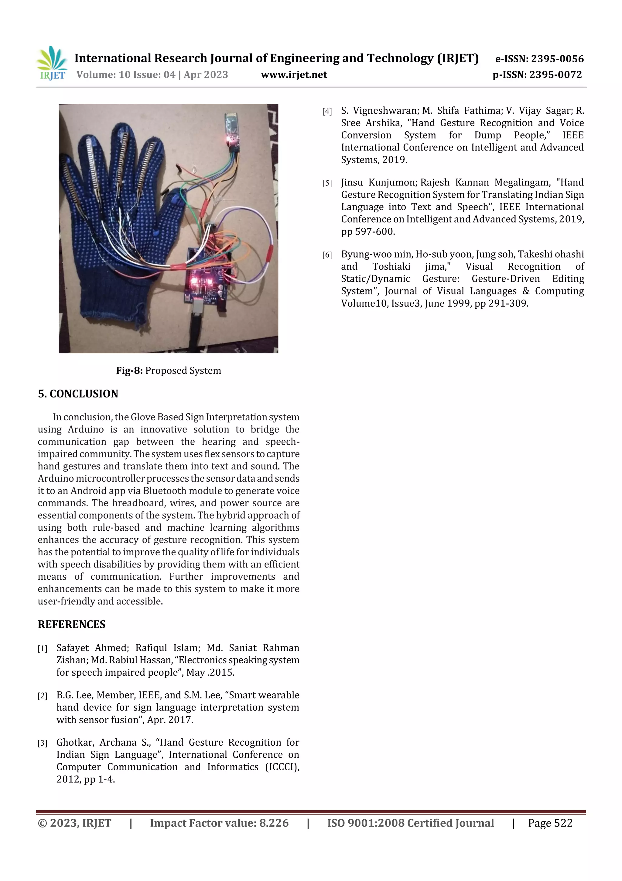 Gestures Based Sign Interpretation System using Hand Glove | PDF