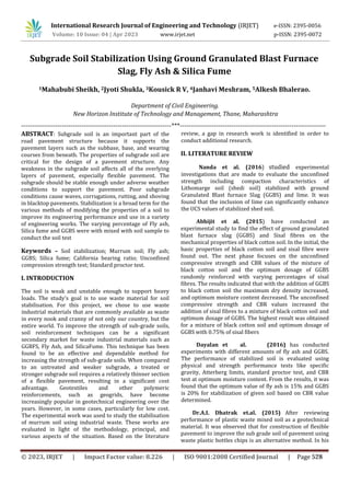 Subgrade Soil Stabilization Using Ground Granulated Blast Furnace Slag, Fly Ash & Silica Fume | PDF