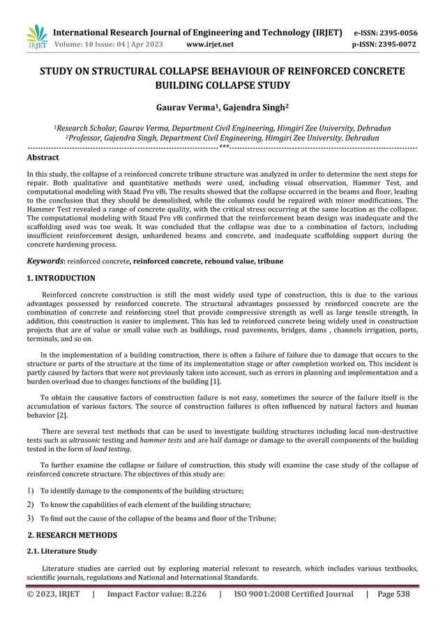 STUDY ON STRUCTURAL COLLAPSE BEHAVIOUR OF REINFORCED CONCRETE BUILDING ...