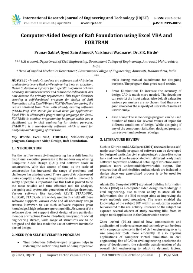 Computer-Aided Design of Raft Foundation using Excel VBA and FORTRAN | PDF