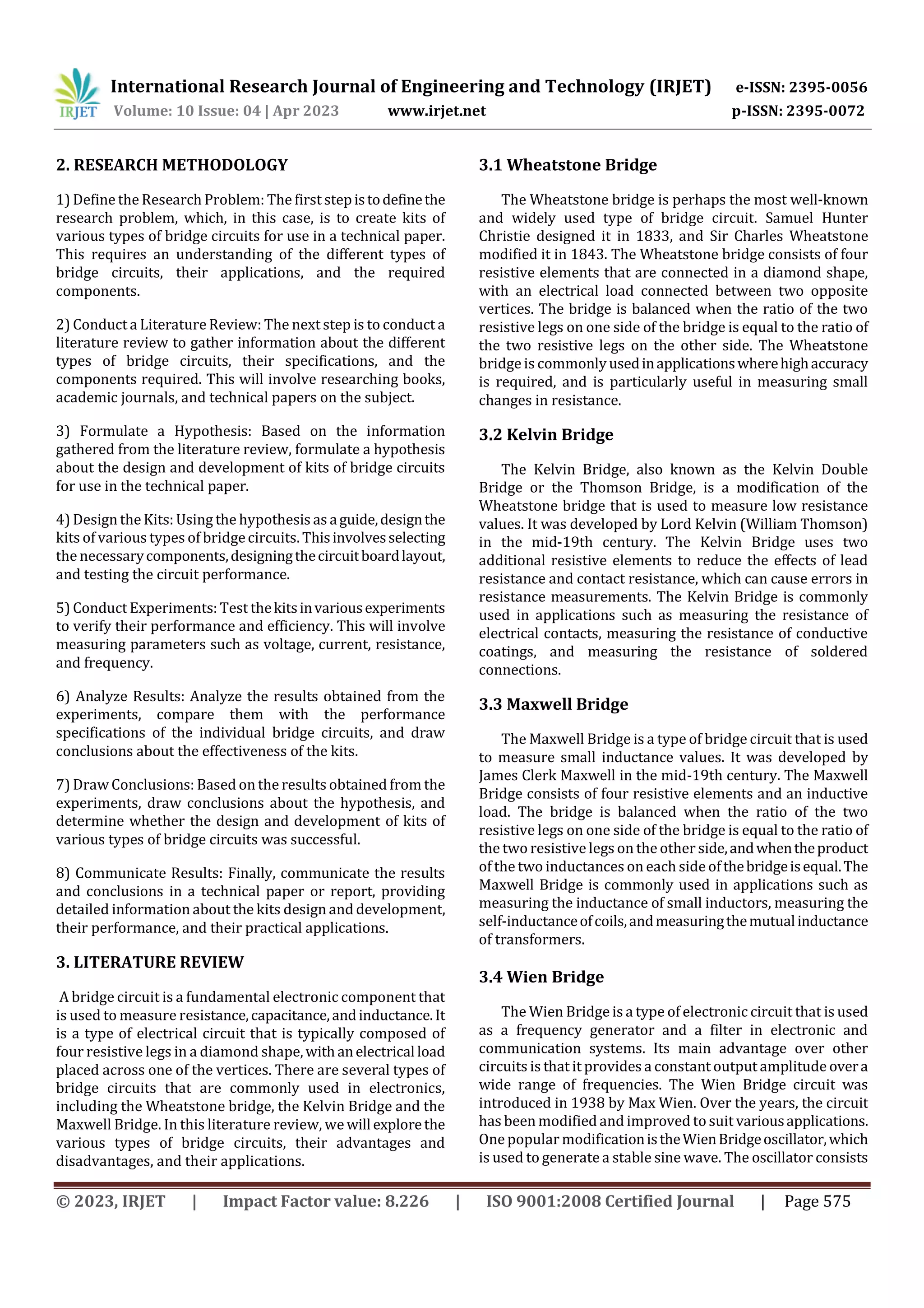 KITS OF VARIOUS TYPES OF BRIDGE CIRCUITS | PDF