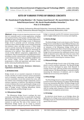 KITS OF VARIOUS TYPES OF BRIDGE CIRCUITS | PDF