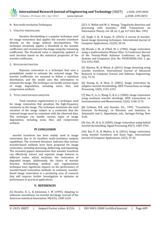 Image Restoration Using Wavelet Transform | PDF