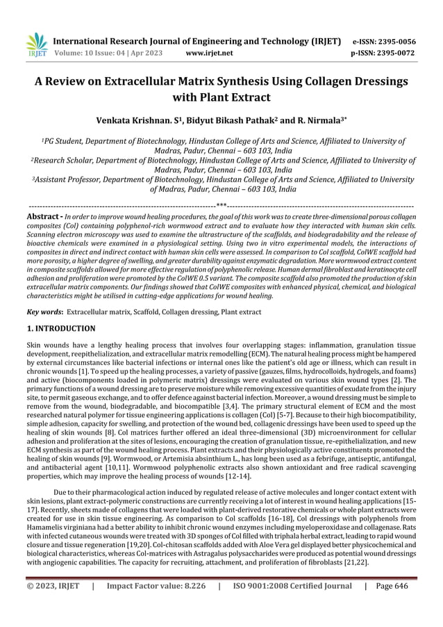 A Review on Extracellular Matrix Synthesis Using Collagen Dressings ...
