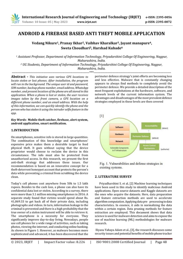 ANDROID & FIREBASE BASED ANTI THEFT MOBILE APPLICATION | PDF