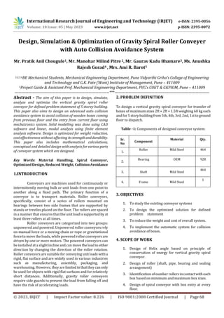 Design, Simulation & Optimization of Gravity Spiral Roller Conveyer with Auto Collision ...