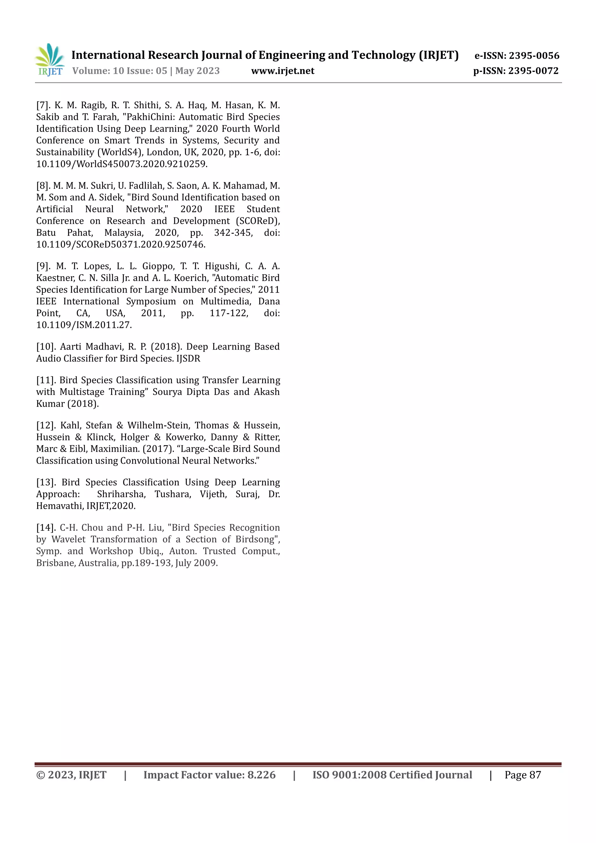 Endangered Bird Species Classification Using Machine Learning ...