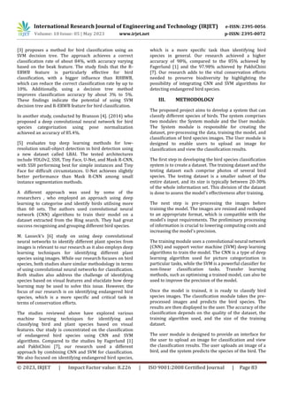 Endangered Bird Species Classification Using Machine Learning ...