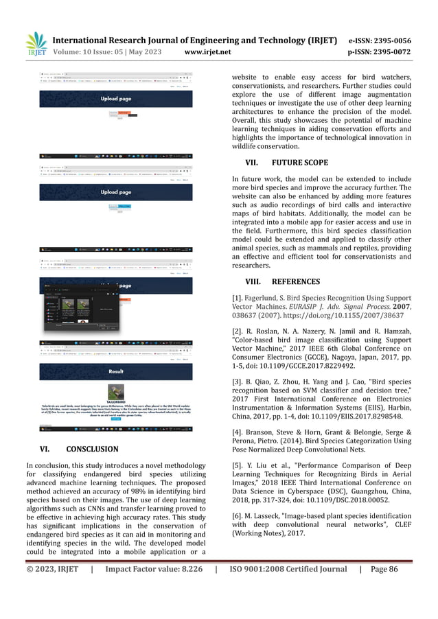 Endangered Bird Species Classification Using Machine Learning Techniques | PDF