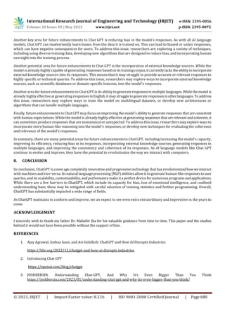 Chat Generative Pre-Trained Transformer: An Overview | PDF