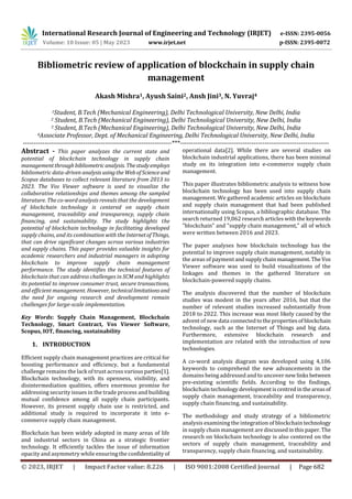 Bibliometric review of application of blockchain in supply chain management | PDF