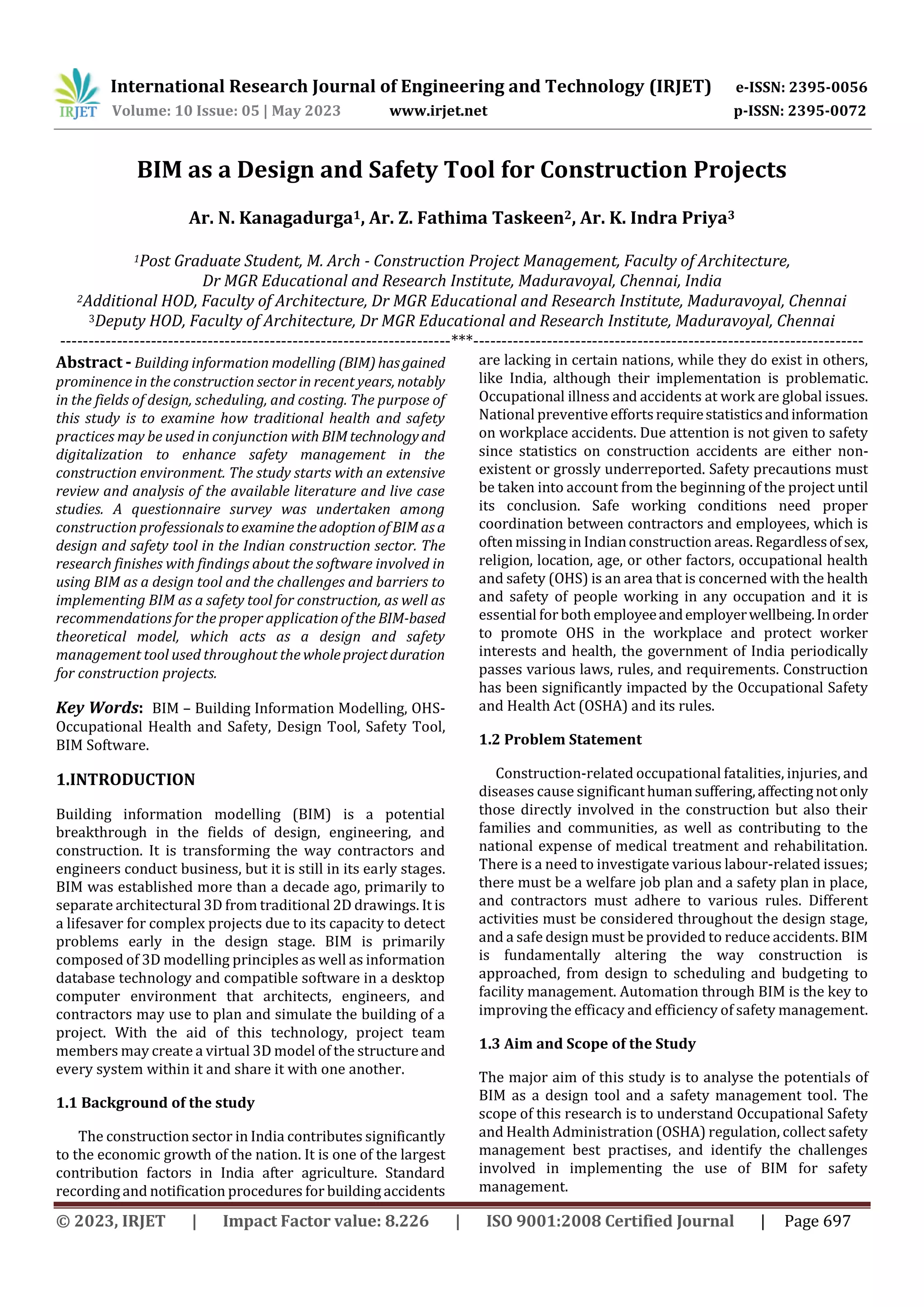 BIM as a Design and Safety Tool for Construction Projects | PDF