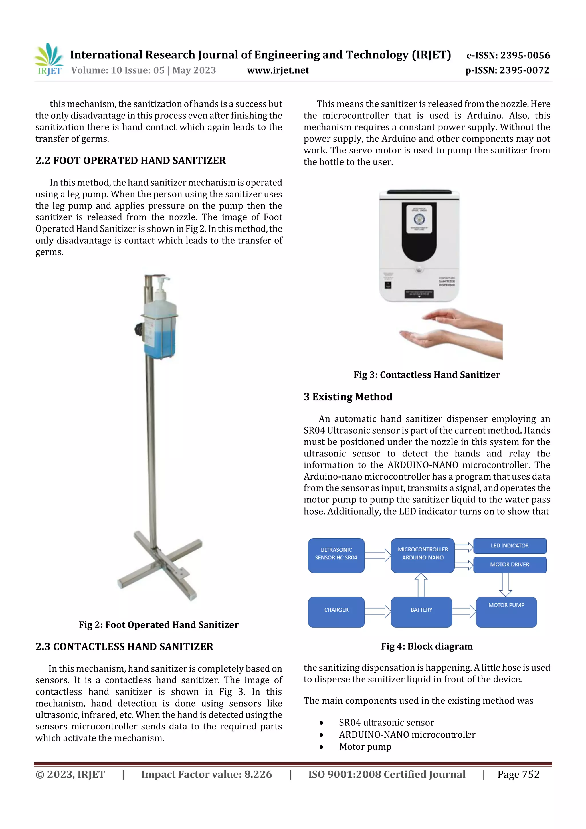 Automatic Hand Sanitizer Using Ultrasonic Sensor | PDF