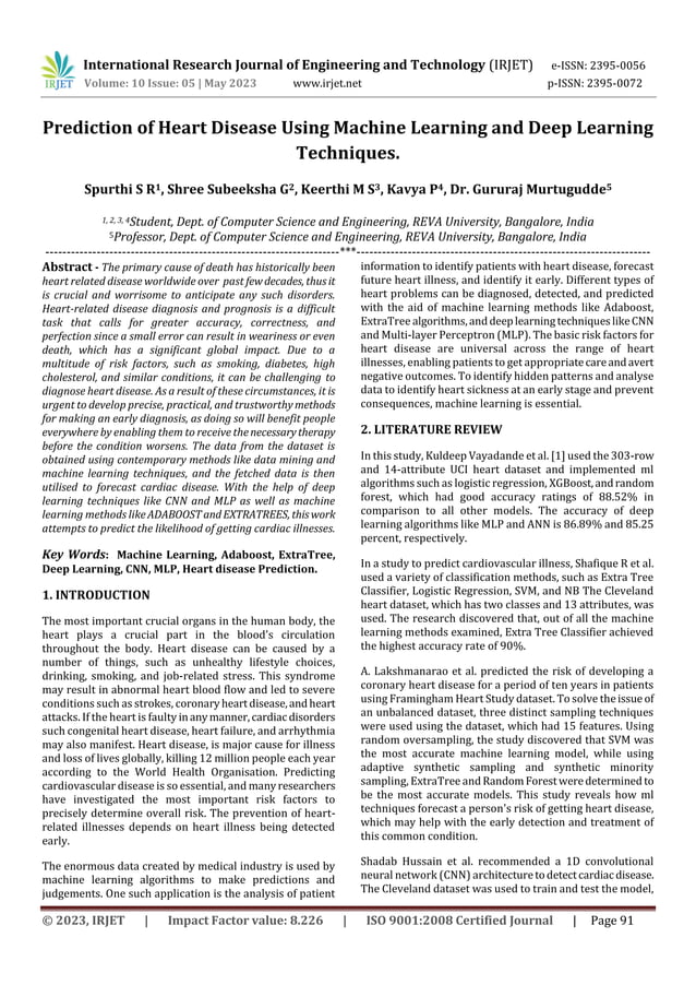 Prediction of Heart Disease Using Machine Learning and Deep Learning Techniques. | PDF