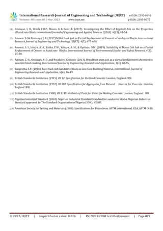 OLIVE SEED ASH AS PARTIAL REPLACEMENT OF CEMENT IN SANDCRETE BLOCK | PDF