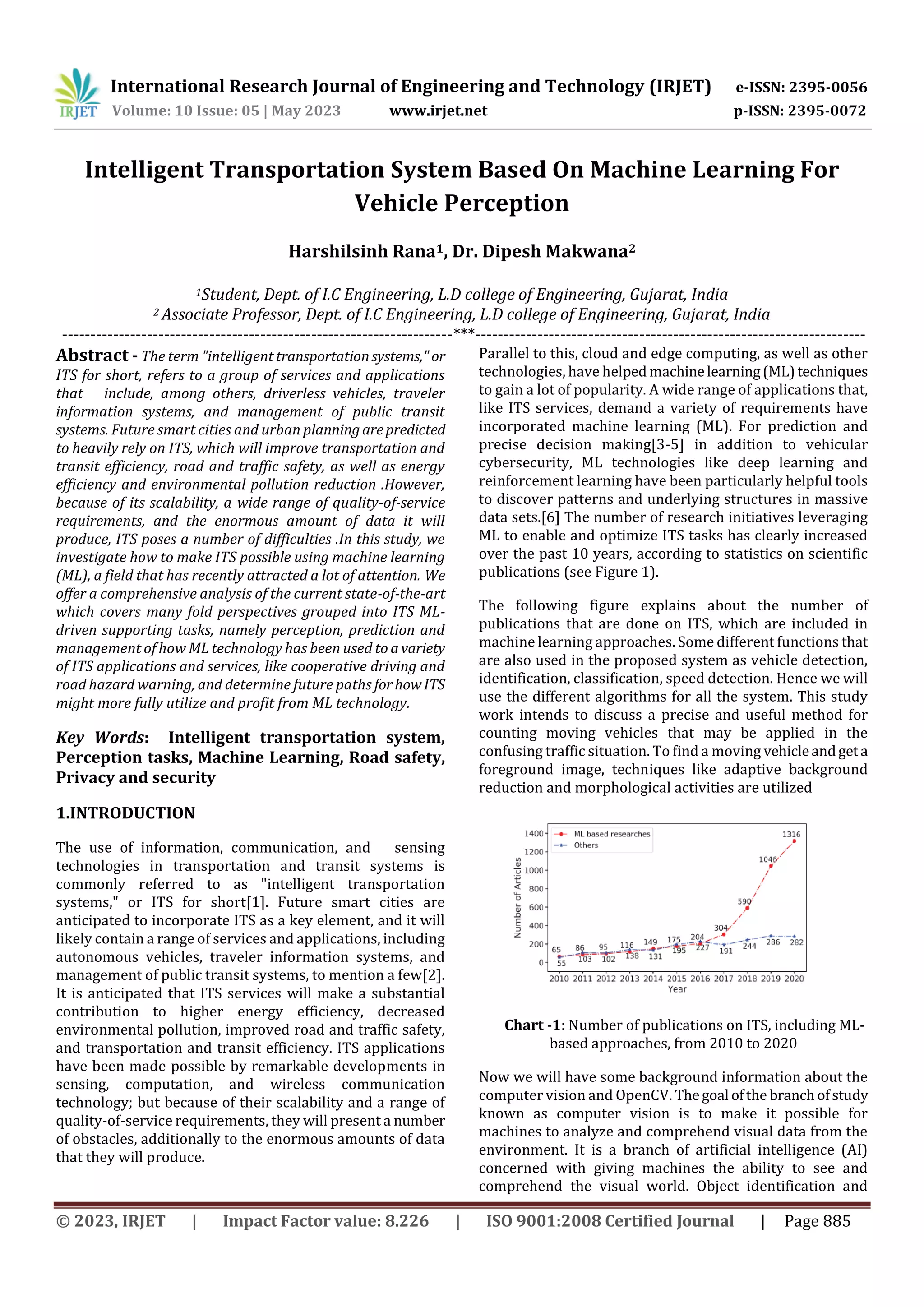 Intelligent Transportation System Based On Machine Learning For Vehicle Perception | PDF