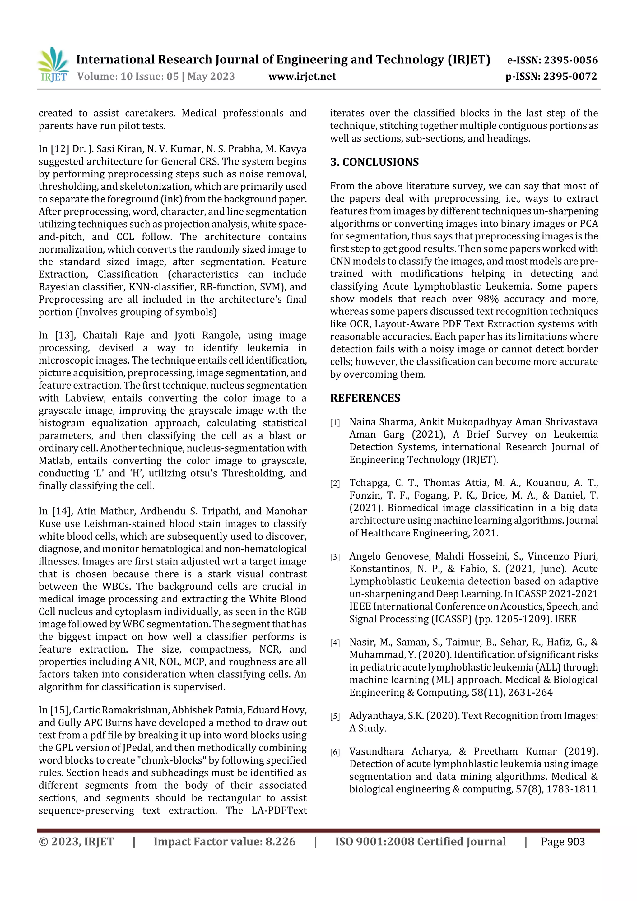 A study on techniques to detect and classify acute lymphoblastic leukemia using deep learning. | PDF