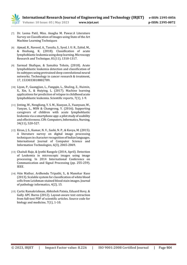 A study on techniques to detect and classify acute lymphoblastic leukemia using deep learning. | PDF