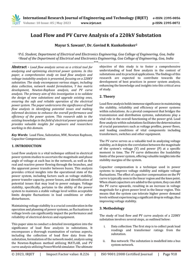 Load Flow and PV Curve Analysis of a 220kV Substation | PDF
