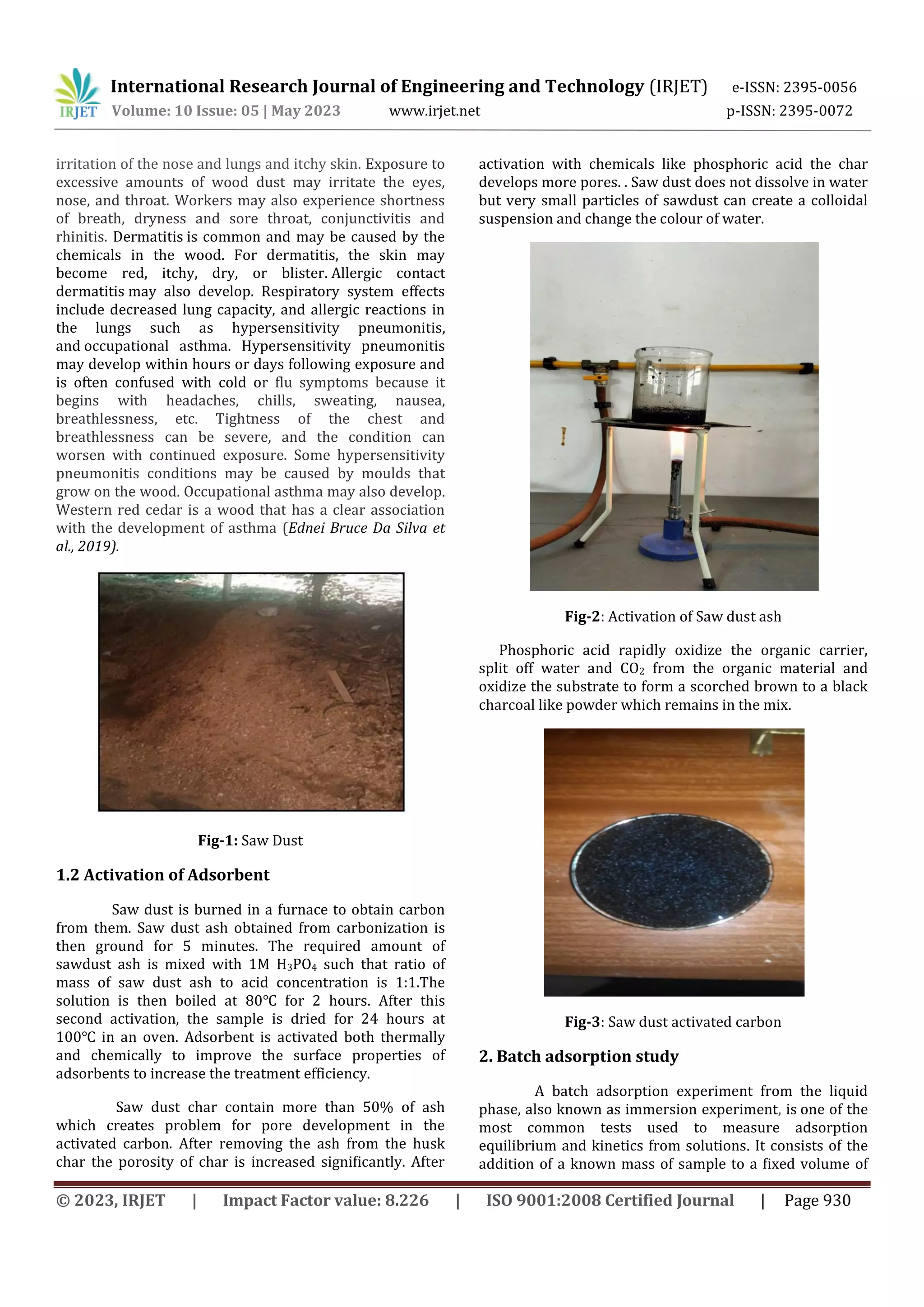 Treatment of Dairy Wastewater Using Saw dust as a Natural Low Cost ...