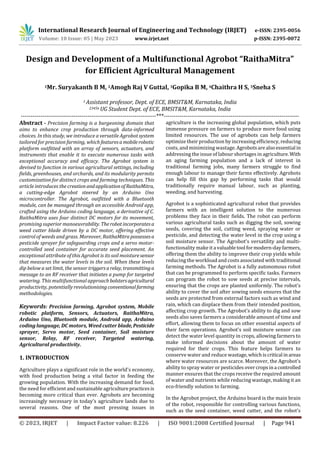 Design and Development of a Multifunctional Agrobot “RaithaMitra” for ...
