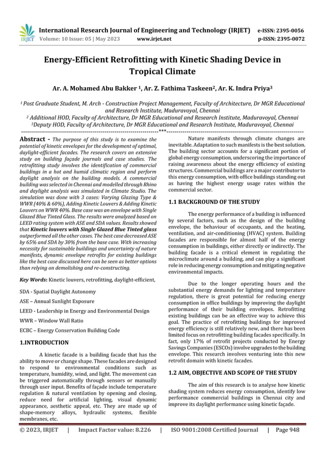 Energy-Efficient Retrofitting with Kinetic Shading Device in Tropical ...
