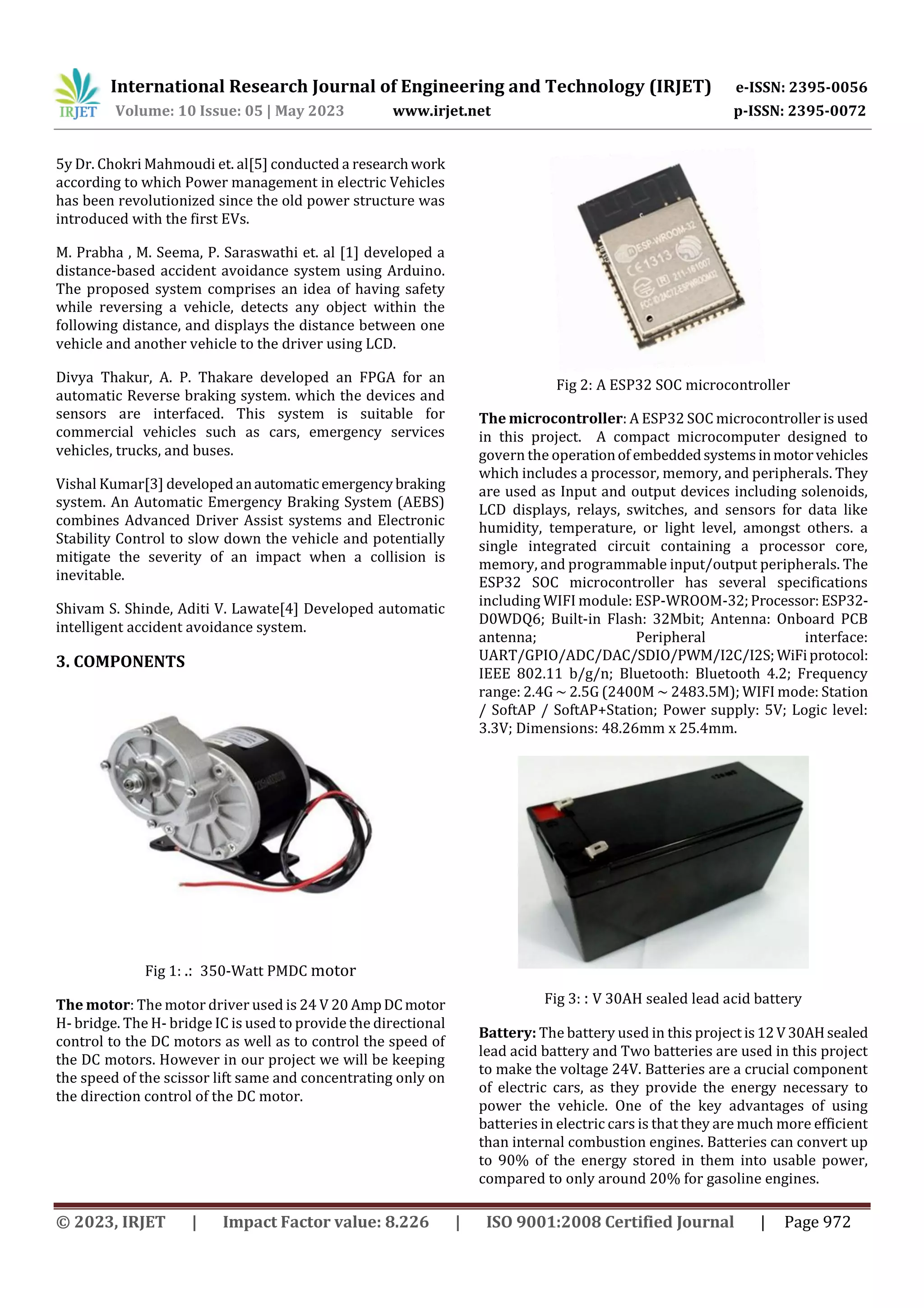 Design and Analysis of Solar-Powered Smart Electric Car with Accidental safety system | PDF