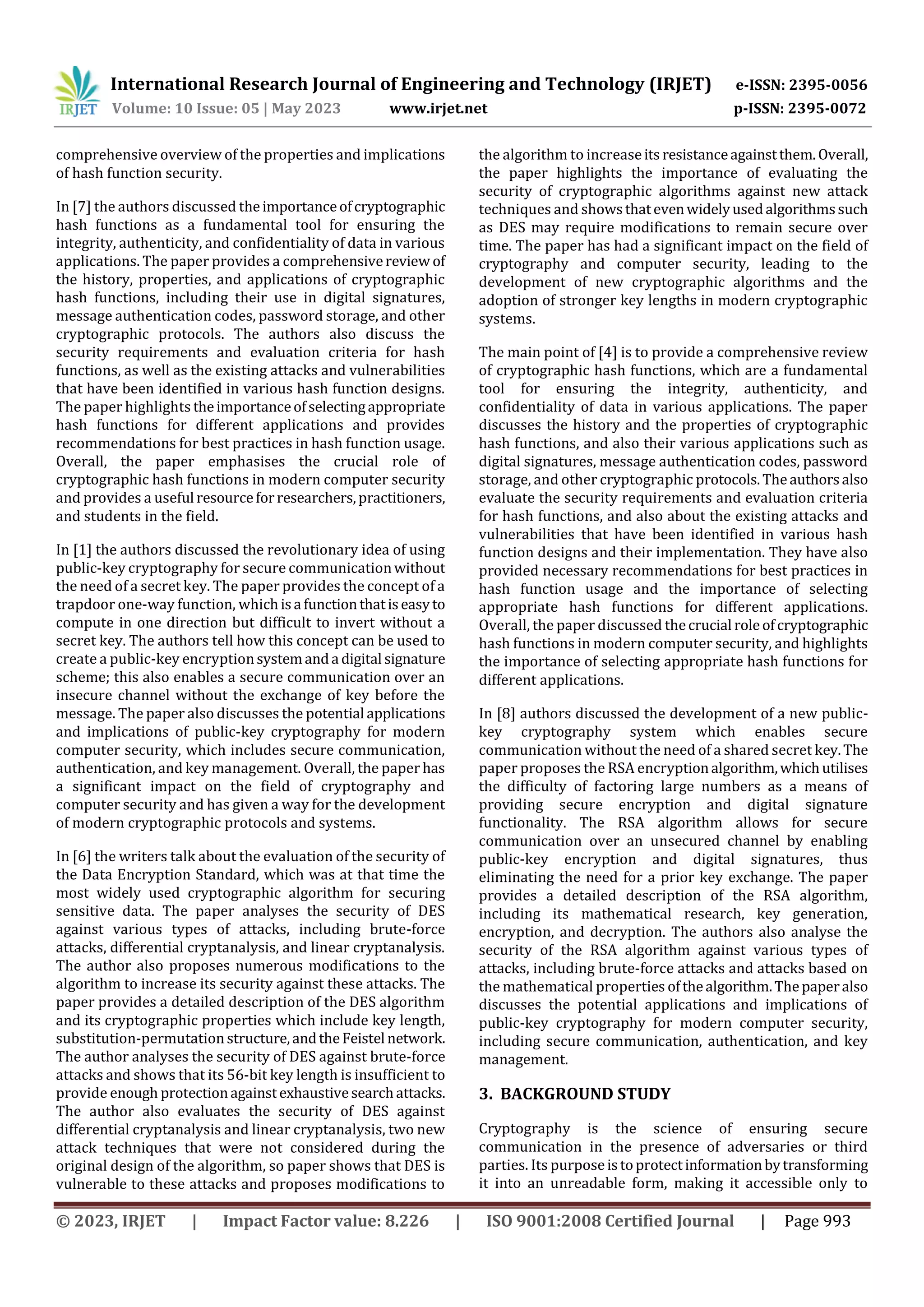 CRYPTOGRAPHY ALGORITHMS FOR WEB SECURITY | PDF