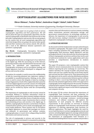 CRYPTOGRAPHY ALGORITHMS FOR WEB SECURITY | PDF