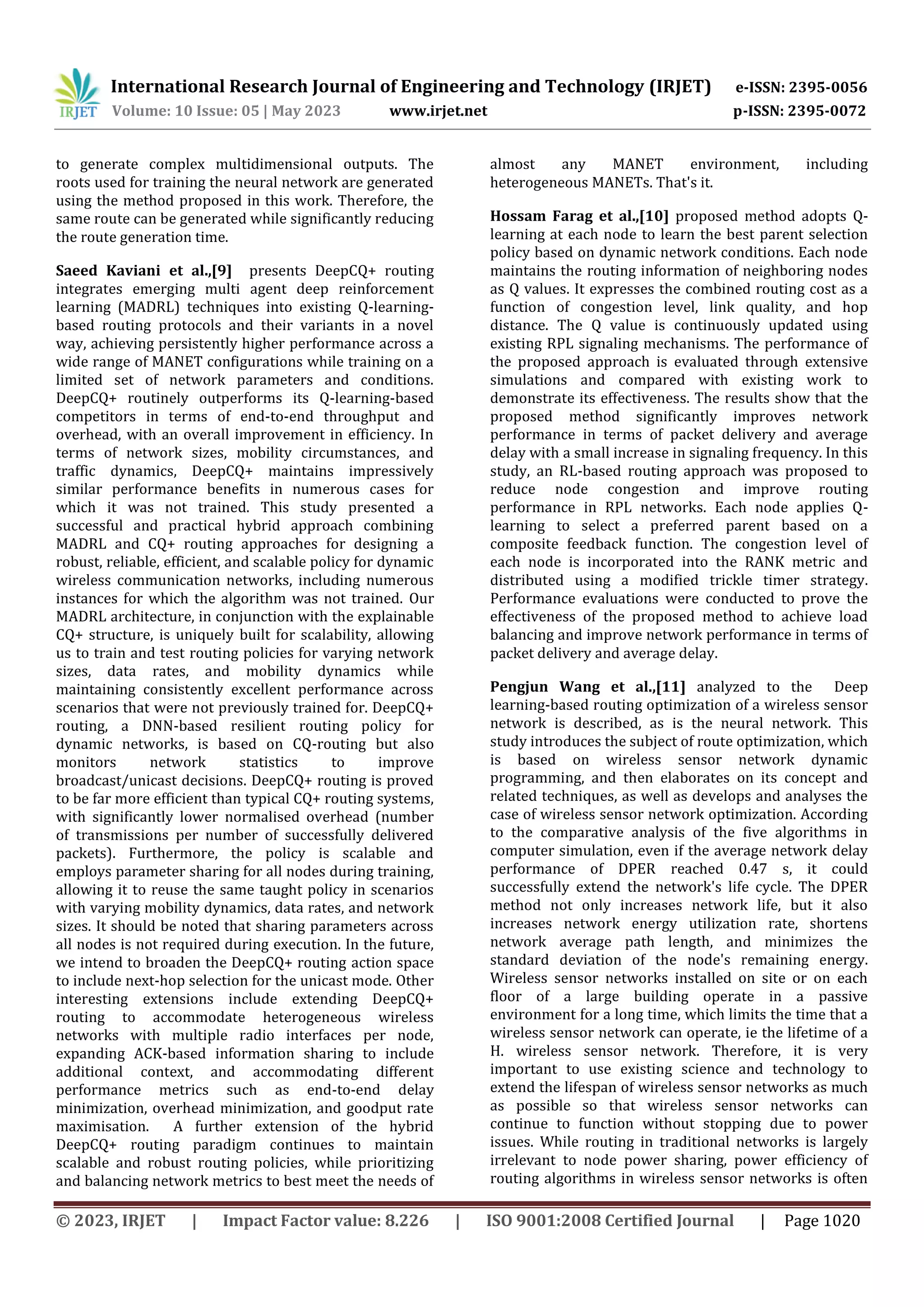 Survey on Optimization of IoT Routing Based On Machine Learning Techniques | PDF