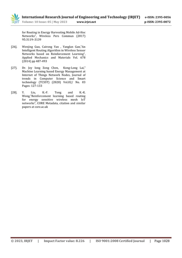Survey on Optimization of IoT Routing Based On Machine Learning Techniques | PDF